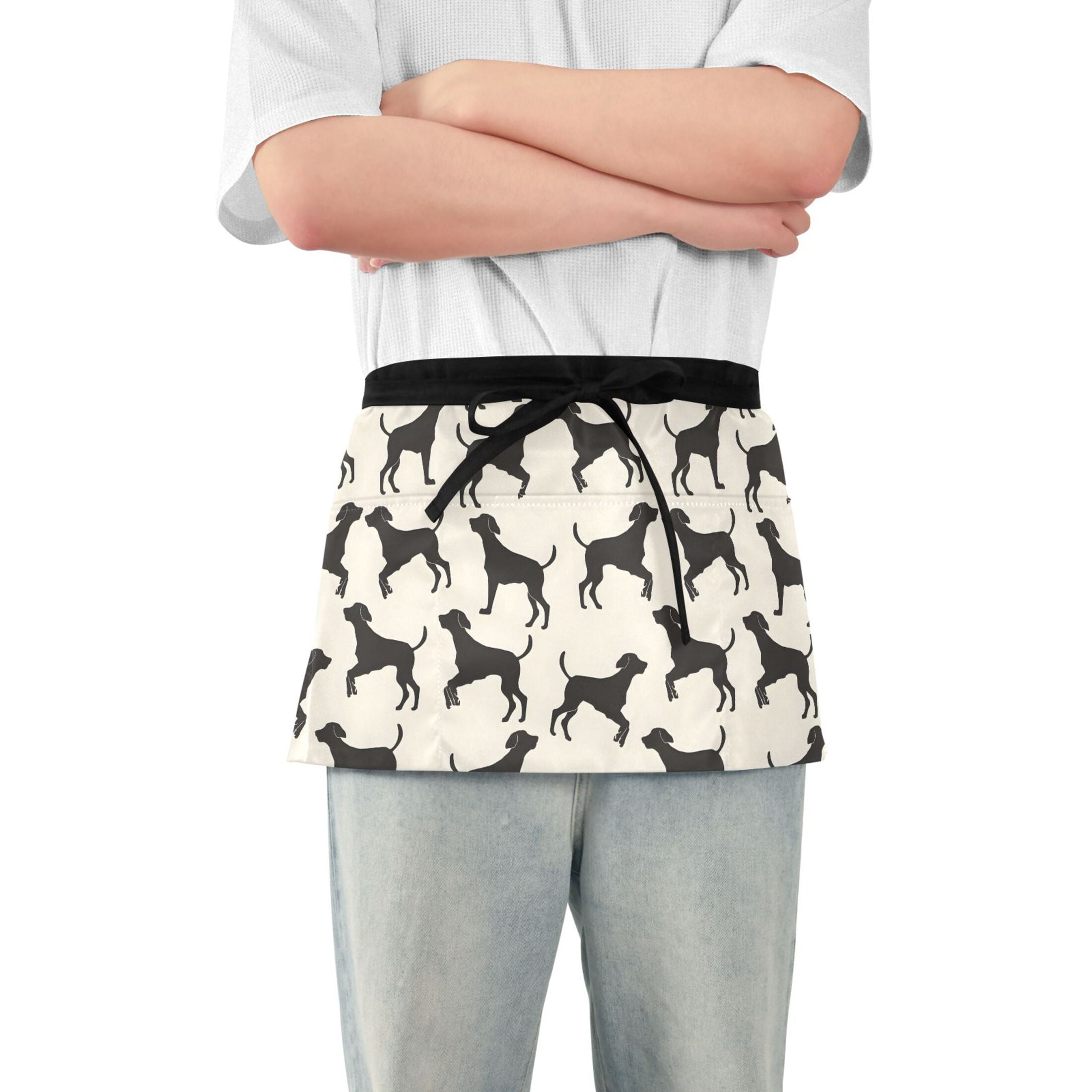 Dogs Silhouette Server Apron with 3 Pockets Waterproof Waitress Waist ...