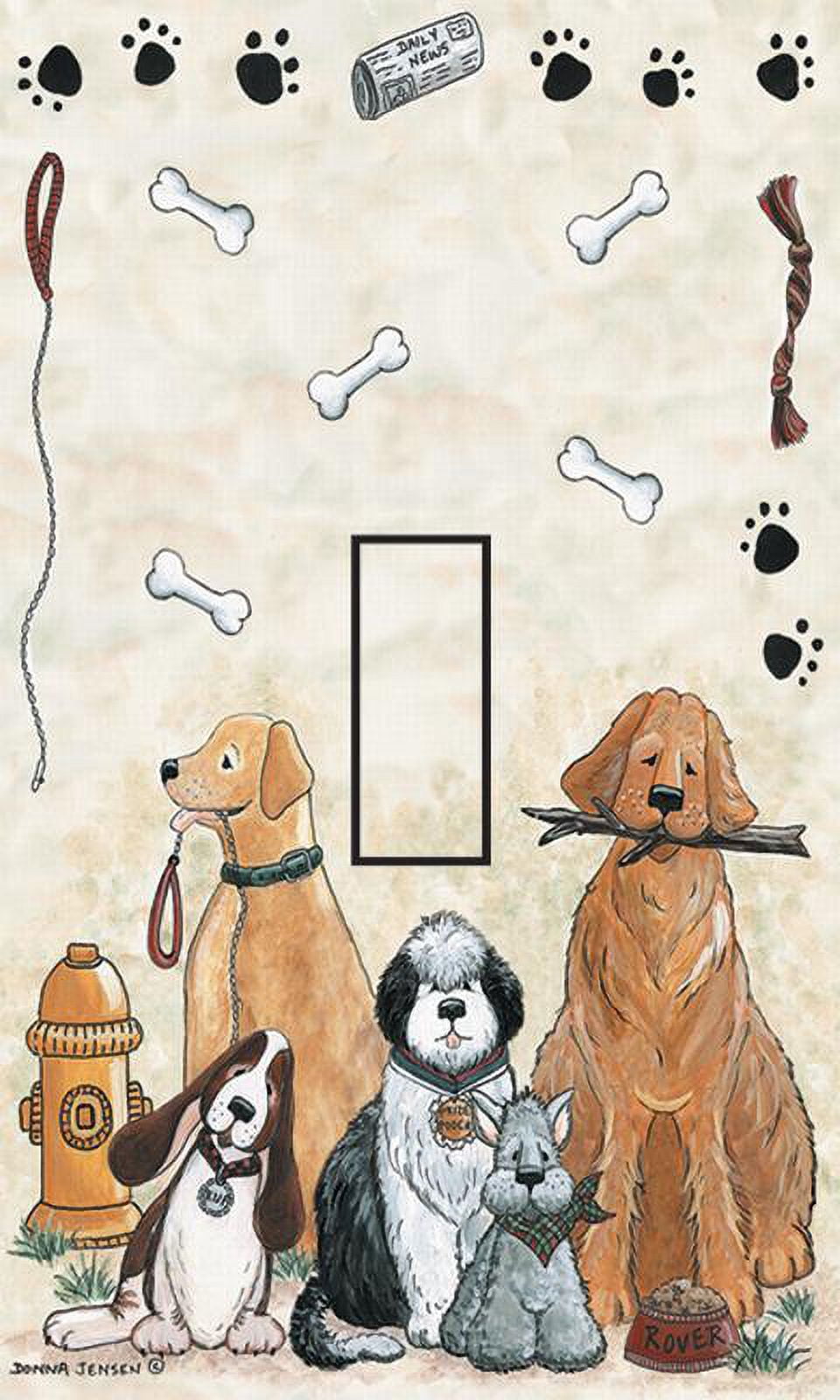 Dogs Single Toggle SwitchStix Peel and Stick Art Deco Switch Plate ...
