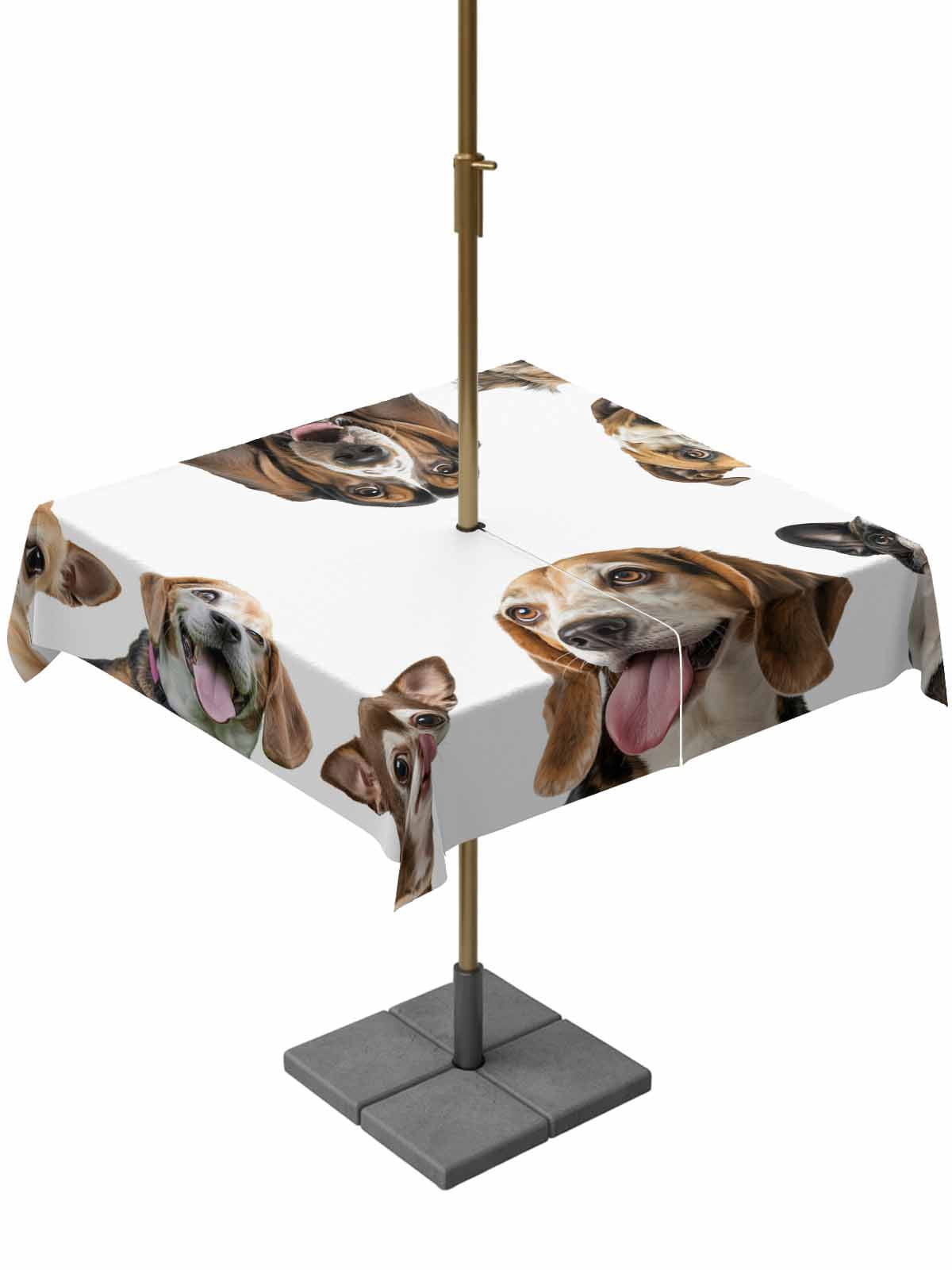 Dogs Square Outdoor Tablecloth with Umbrella Hole Modern Cute Multiple ...
