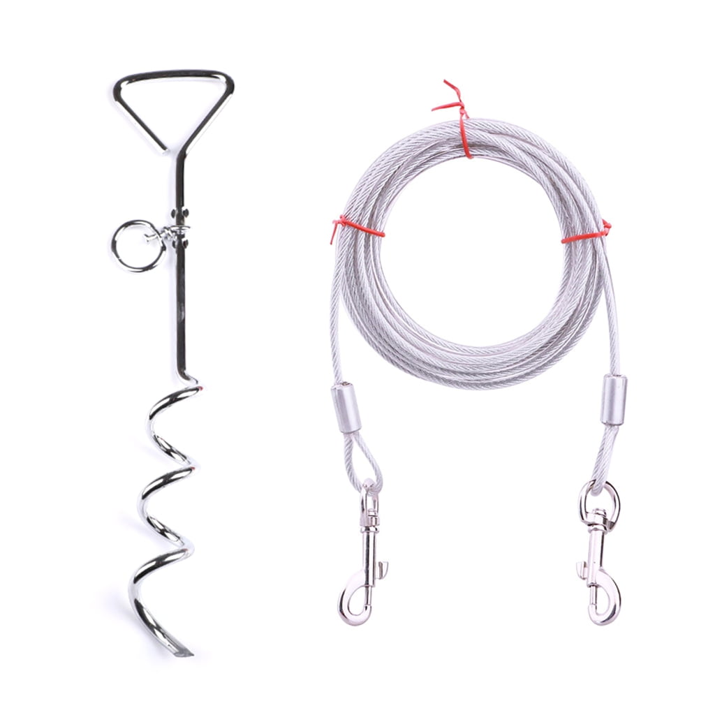 Dogs Stake Tie Out Cable Set 9.8/16.4/32.8ft Steel Wire for Small to ...