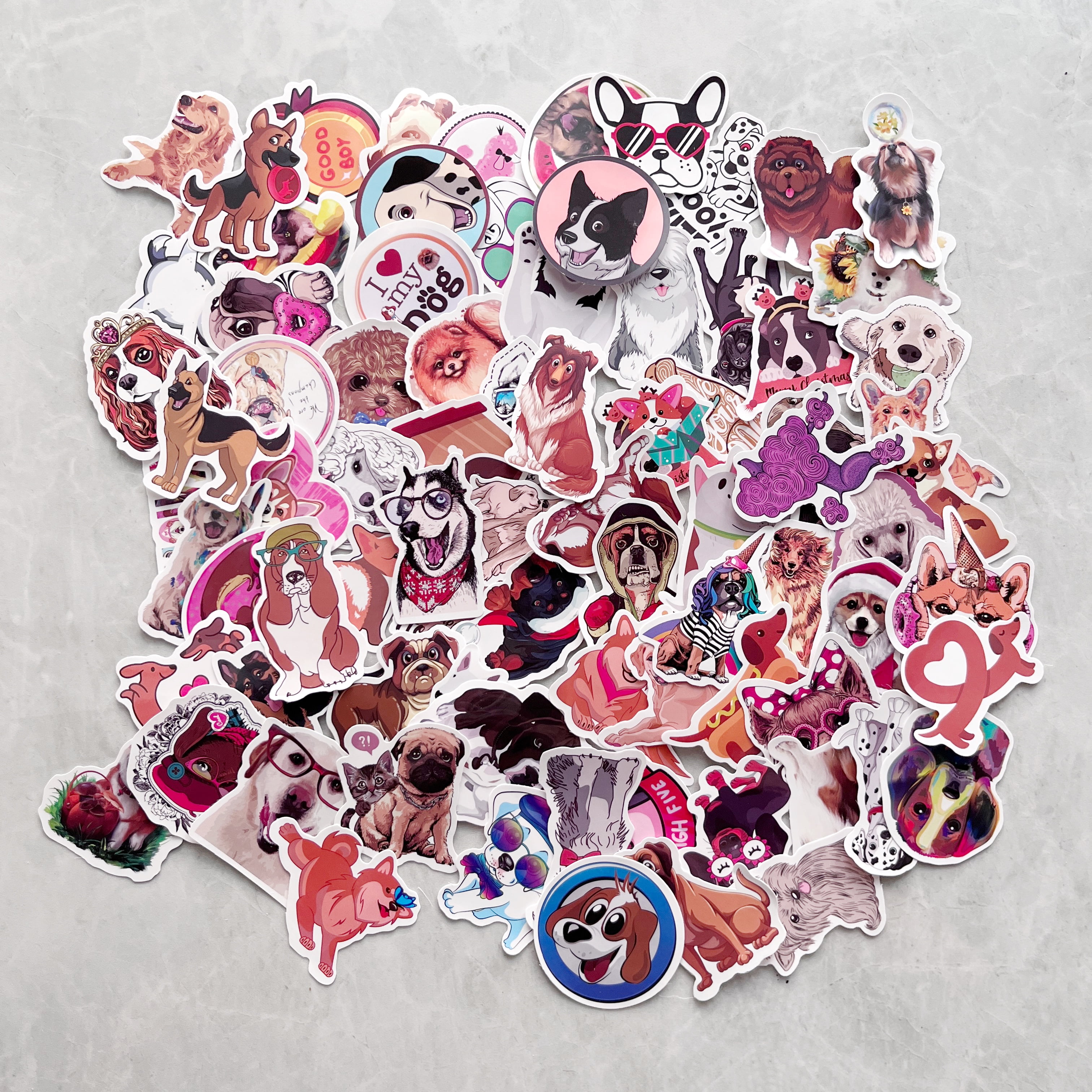 Dogs Stickers - 100 Pcs Animals Waterproof Multicolor Cute Kawaii ...