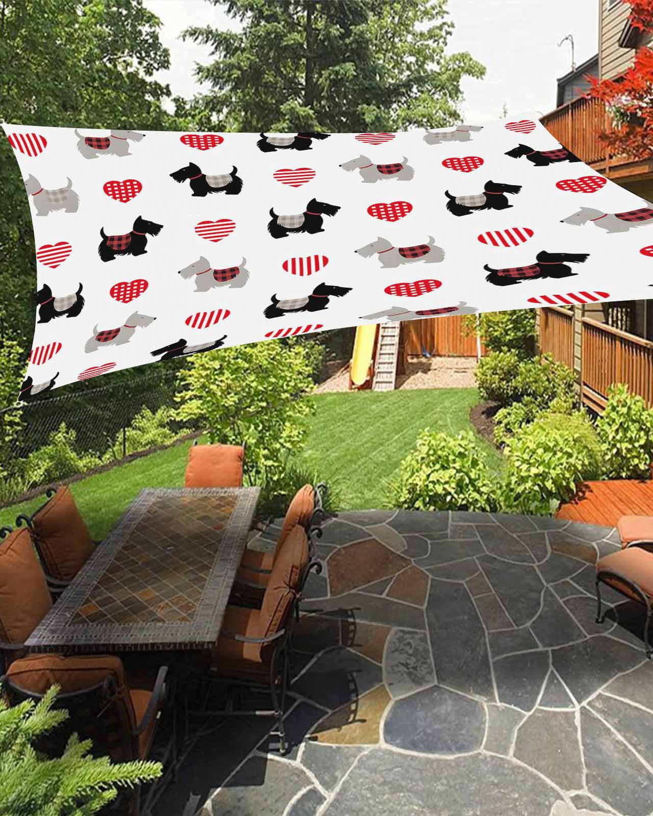 Dogs Sun Shade Sail 12'X16' Abstract Grey Black Dogs Red Stripes Dots ...