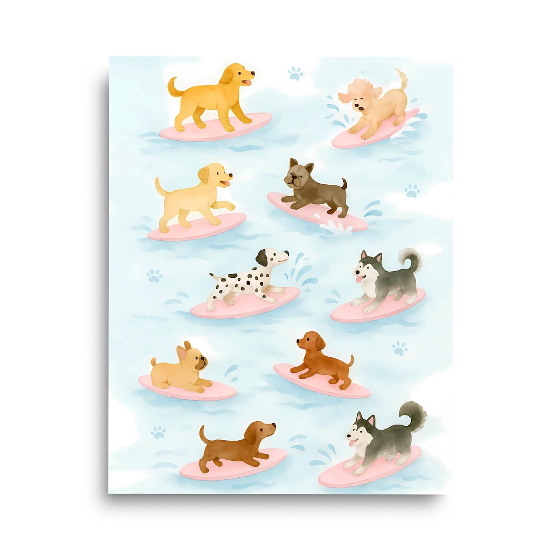 Dogs On Surfboards Print, Beach Dog Wall Art, Hawaiian Surfing Pet ...
