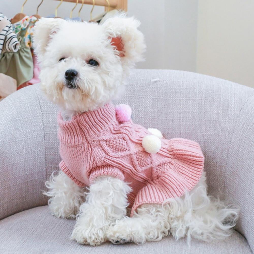 Dogs Sweater Dress With Bowtie Checkered Winter Sweater Clothes Apparel ...