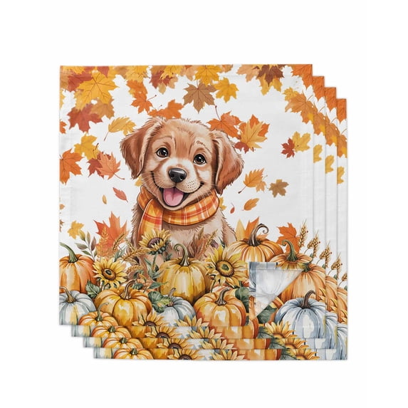 Dogs Thanksgiving Cloth Napkins Set of 4 Reusable Dinner Napkins, Fall ...