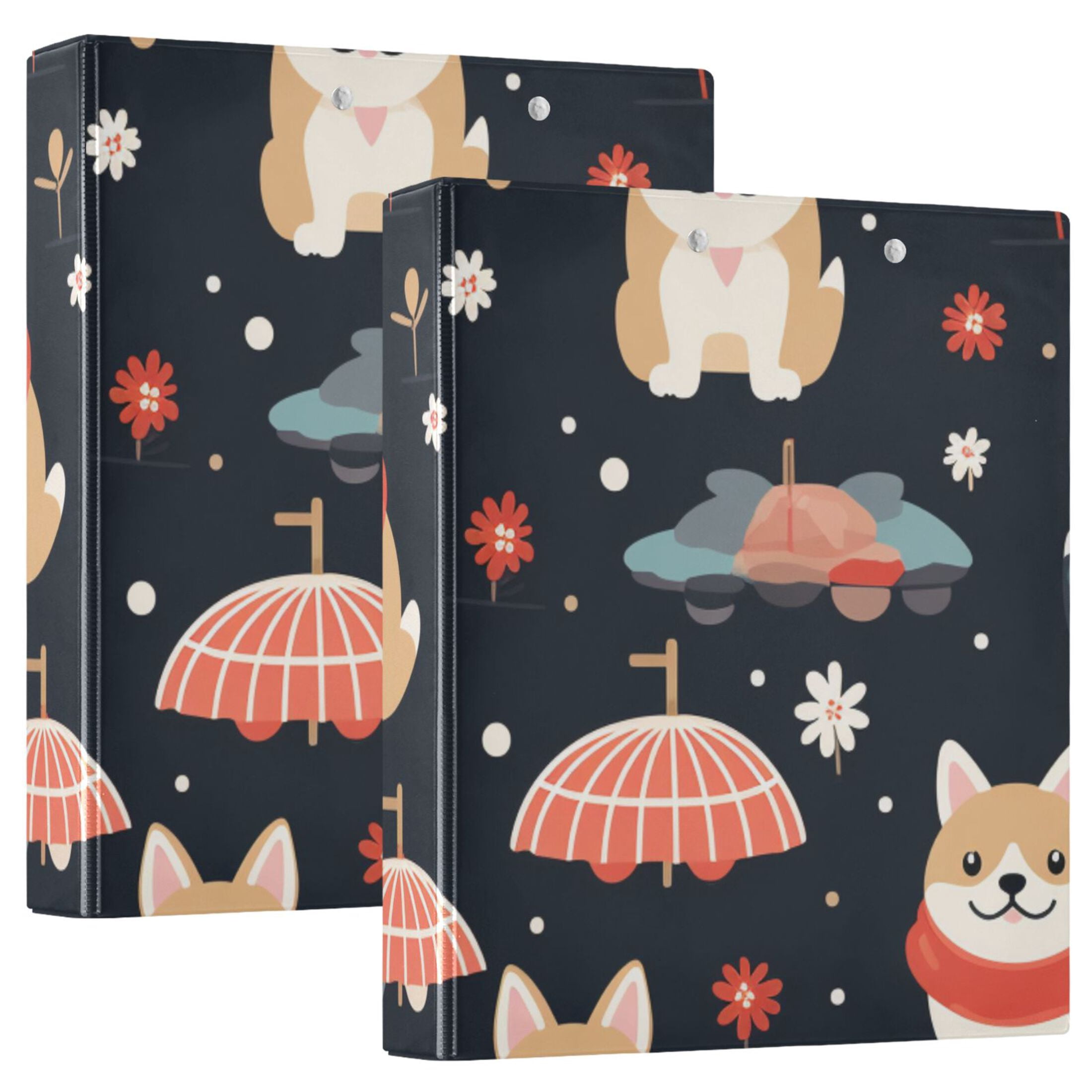 Dogs Umbrellas Flowers 3 Ring Binders 1.5 inch Hardcover File Folders ...