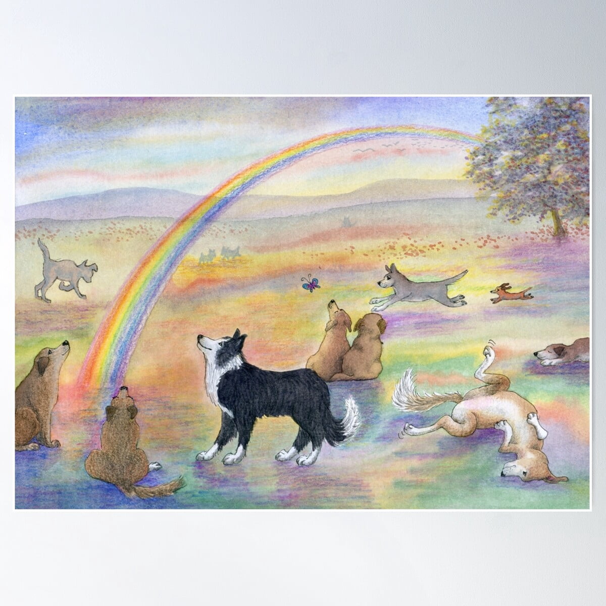 Dogs Wait For Their Humans At Rainbow Bridge Poster Wall Art, Modern ...