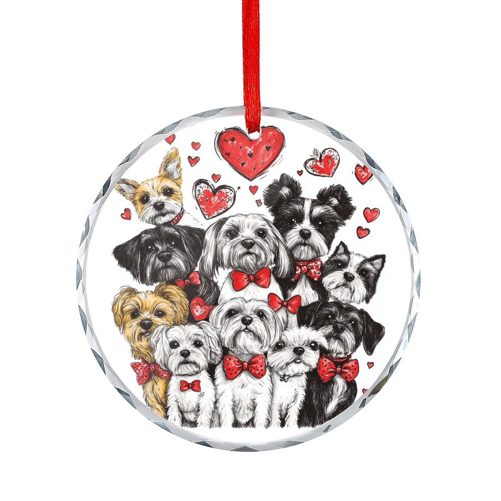 Dogs Wearing Bow Ties Xmas Ornament Xmas Tree Decor for Kids Mom Dad ...