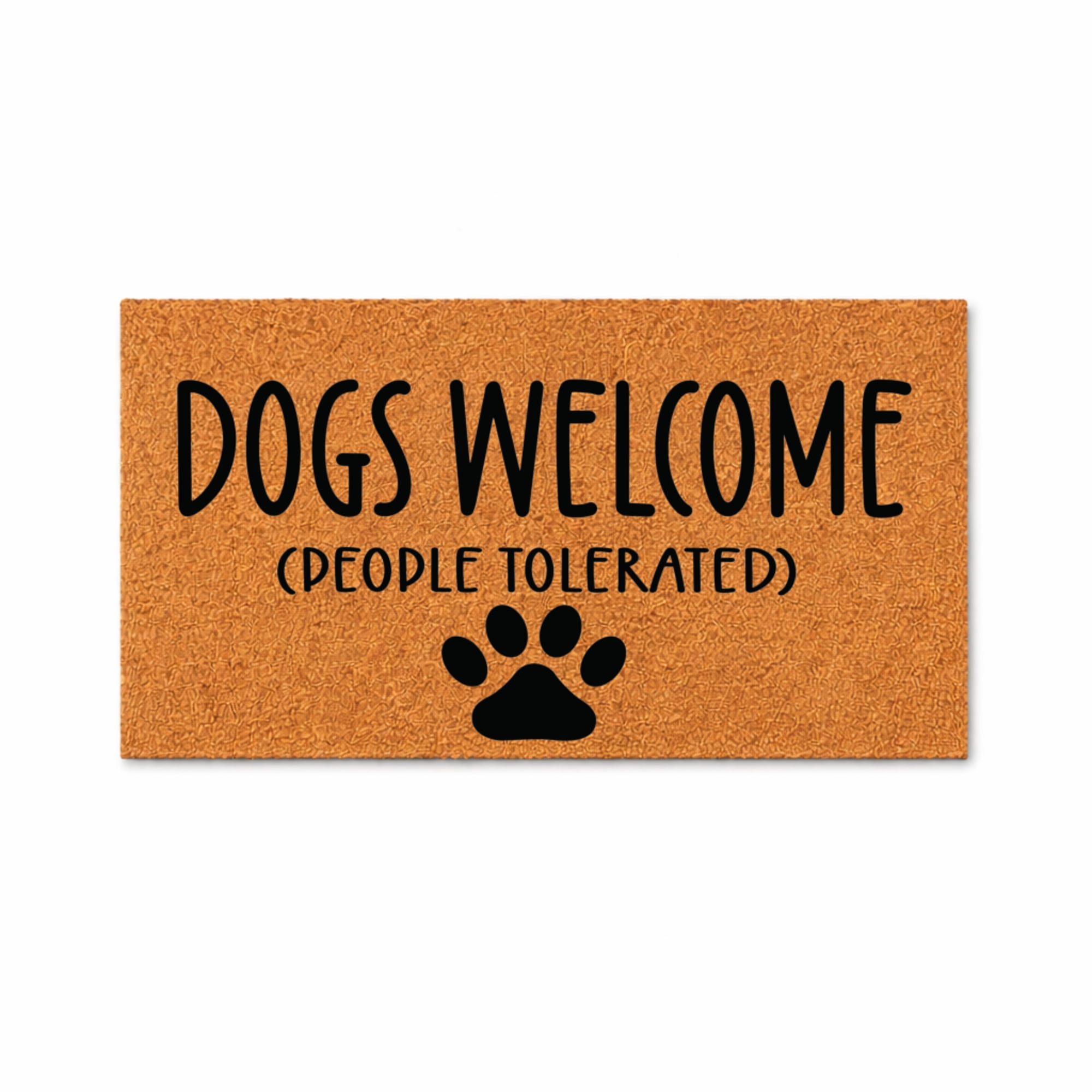 Dogs Welcome People Tolerated Doormat, Funny Dog Paw Print Door Mat ...