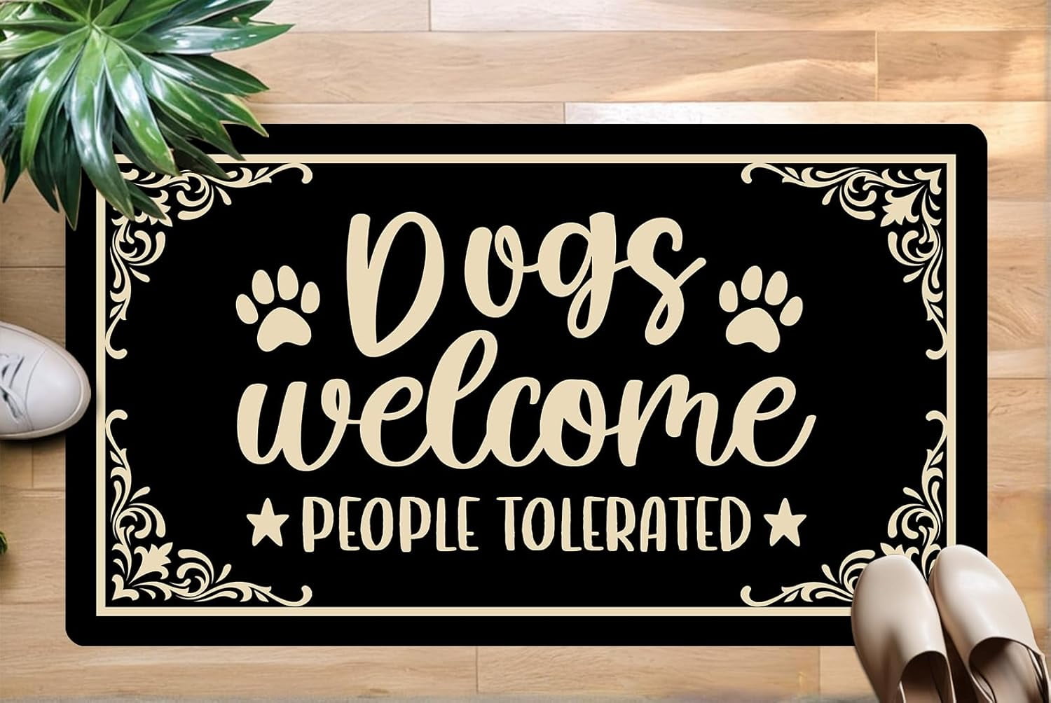 Dogs Welcome People Tolerated Doormats Entrance Front Door Rug Funny ...