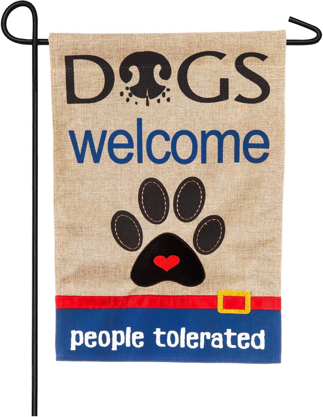 Dogs Welcome People Tolerated Garden Flag Double Sided | Paw Prints ...