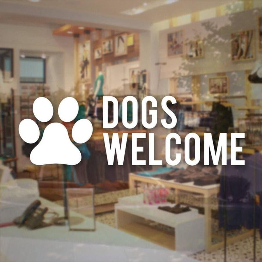 Dogs Welcome Sticker Paw Print Store Business Pet Sign Vinyl Decal for ...