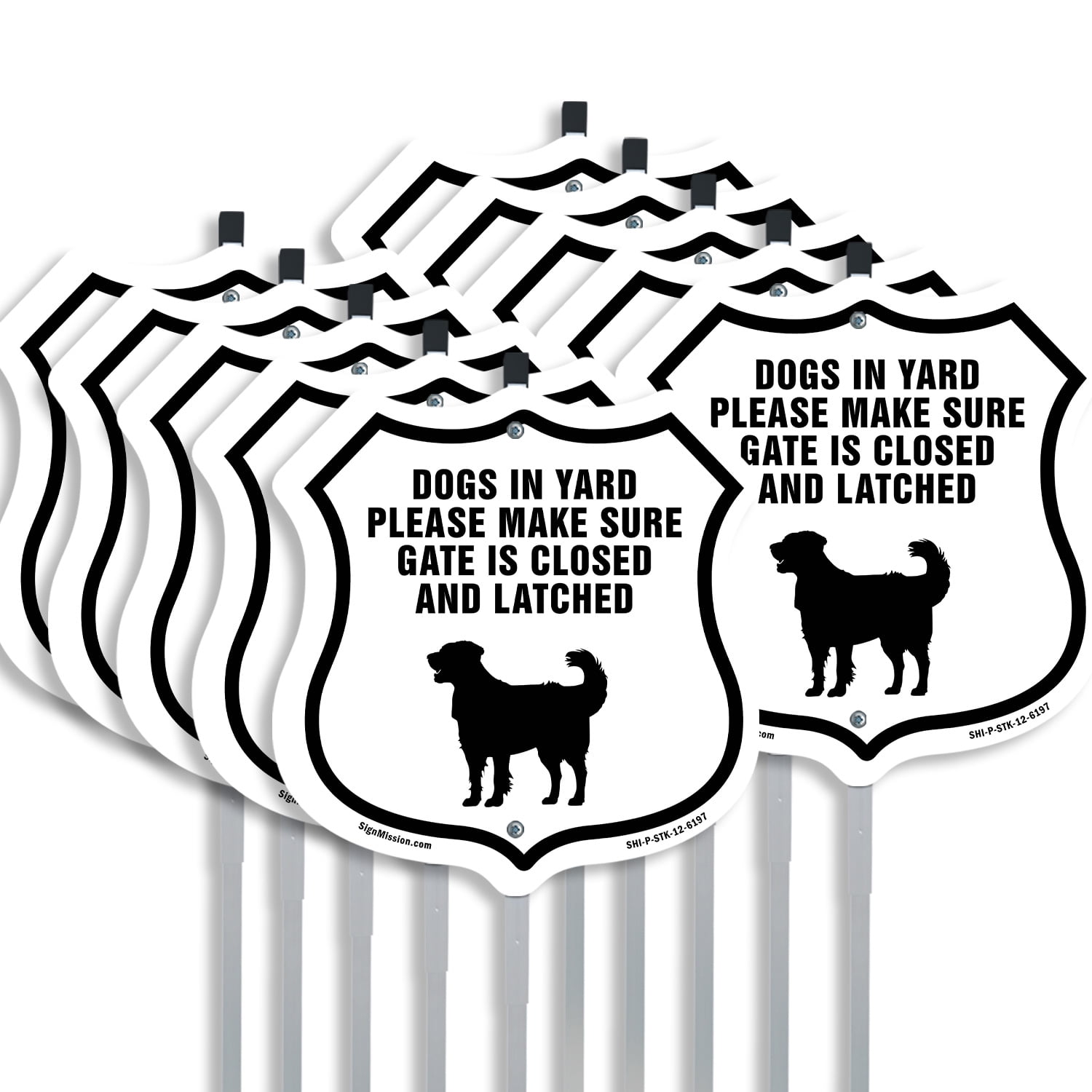 Dogs In Yard Please Make Sure Gate Is Closed And Latched (10 Pack) 12 inch X 12 inch Shield ...