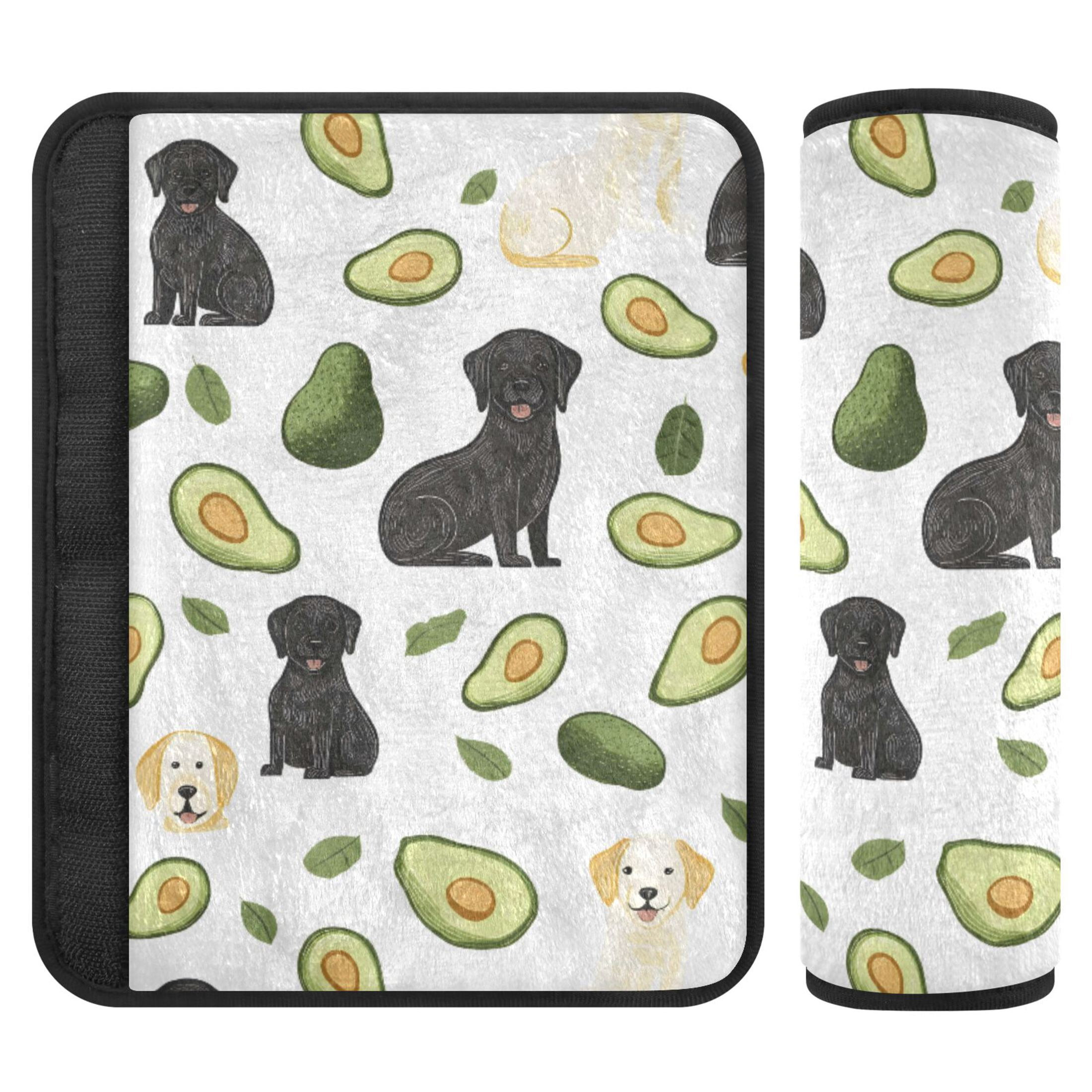Dogs and Avocados Illustration Car Seat Belt Covers 2 Pack Soft Flannel ...