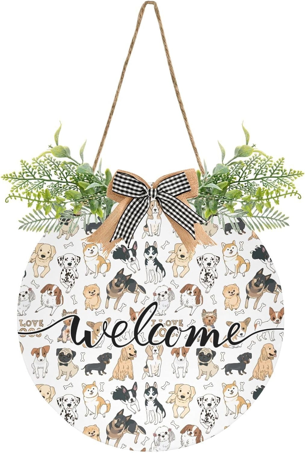 Dogs and Bones Welcome Sign Farmhouse Front Porch Door Hanging Welcome ...