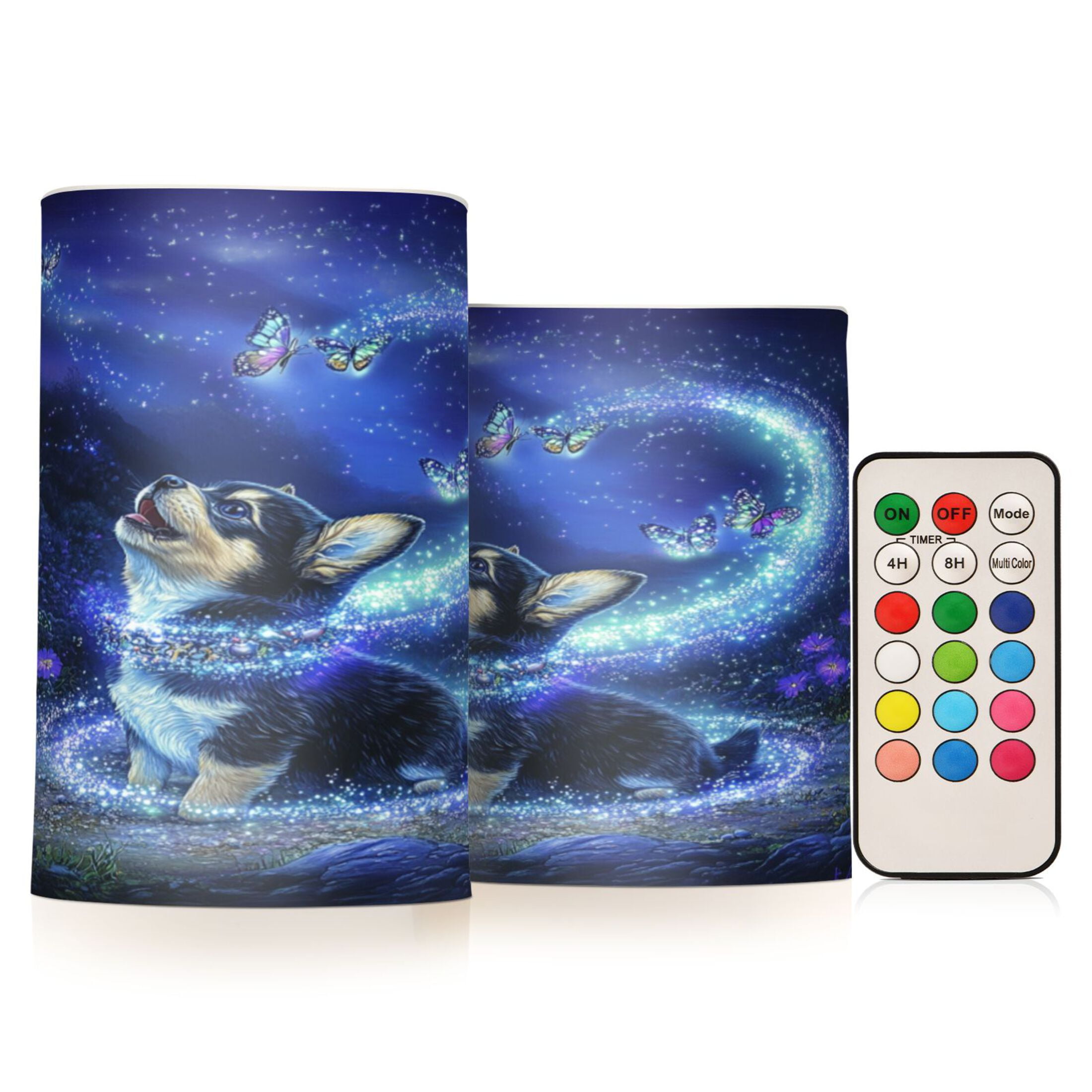 Dogs and Butterflies Flameless LED Candle Set with Remote, Battery ...