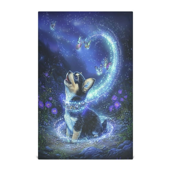 Dogs and Butterflies Kitchen Towels Dishcloth Decorative Waffle Towels ...