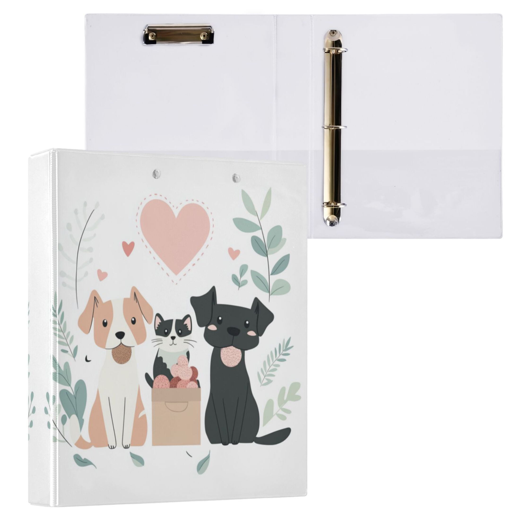 Dogs and Cat 3 Ring Hardcover Binders 1.5in Round Rings for Letter-Size ...
