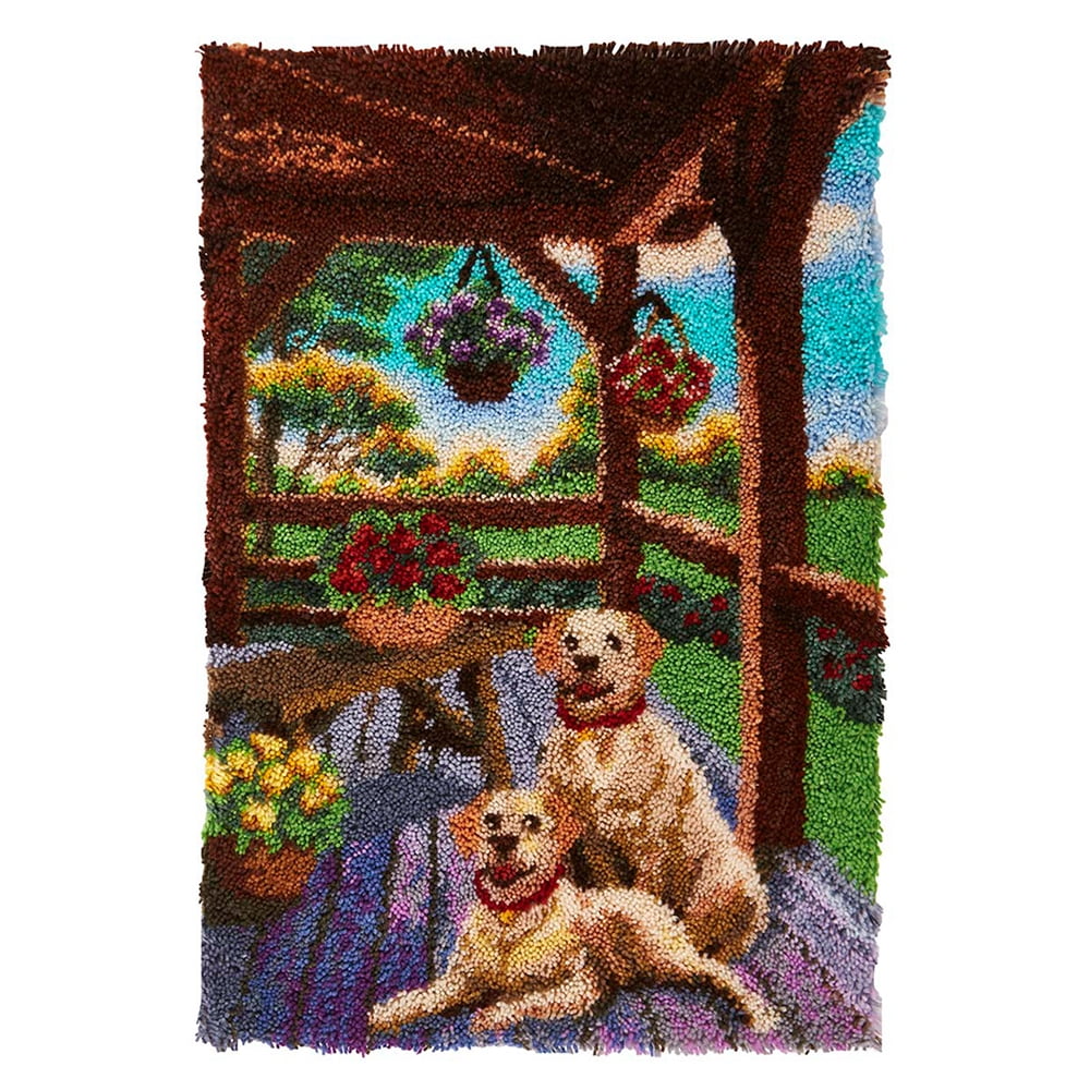 Dogs on Porch | Rug Making Latch Hooking Kit - Walmart.com