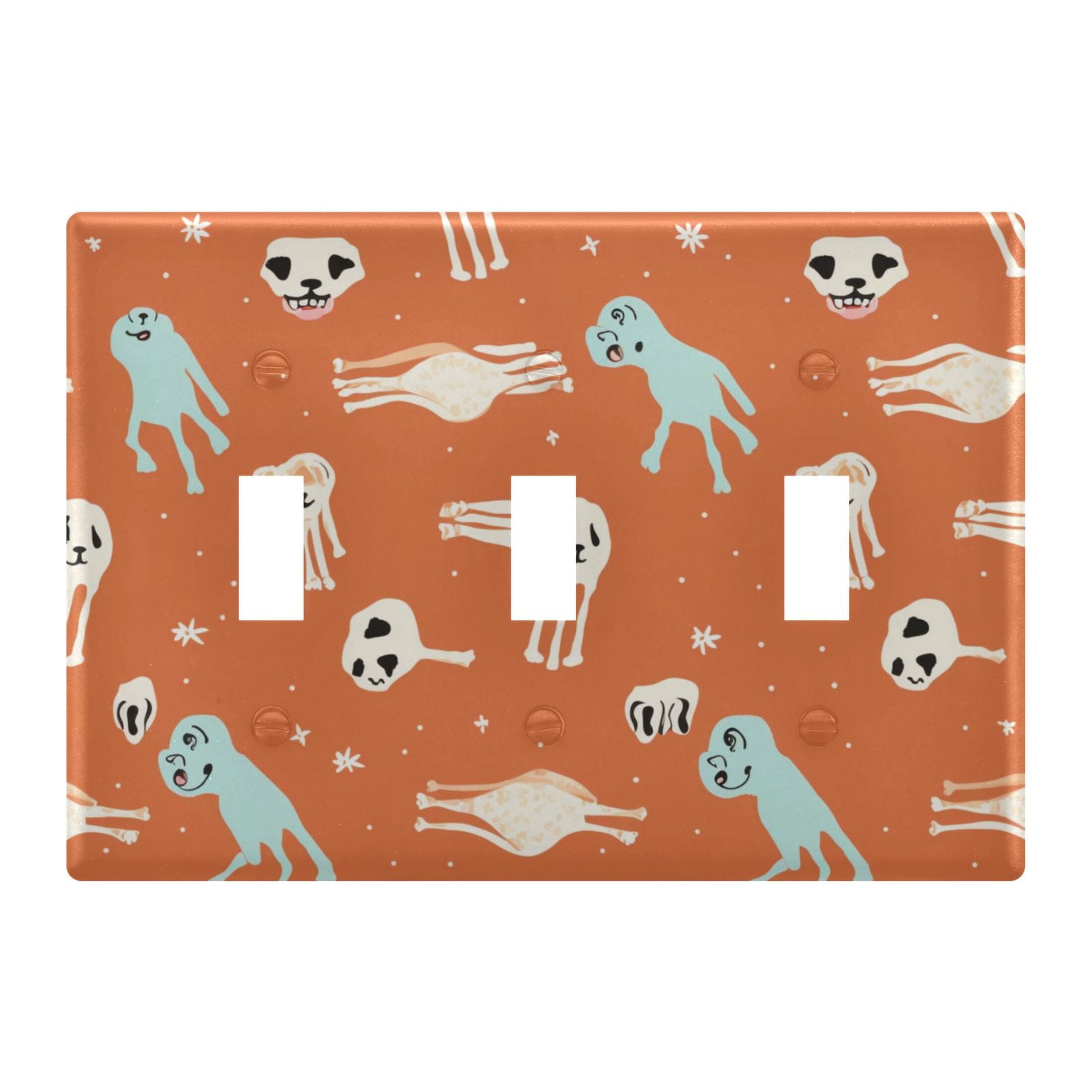 Dogs with Bone Light Switch Plate Covers 3 Gang Wall Plate Plastics ...