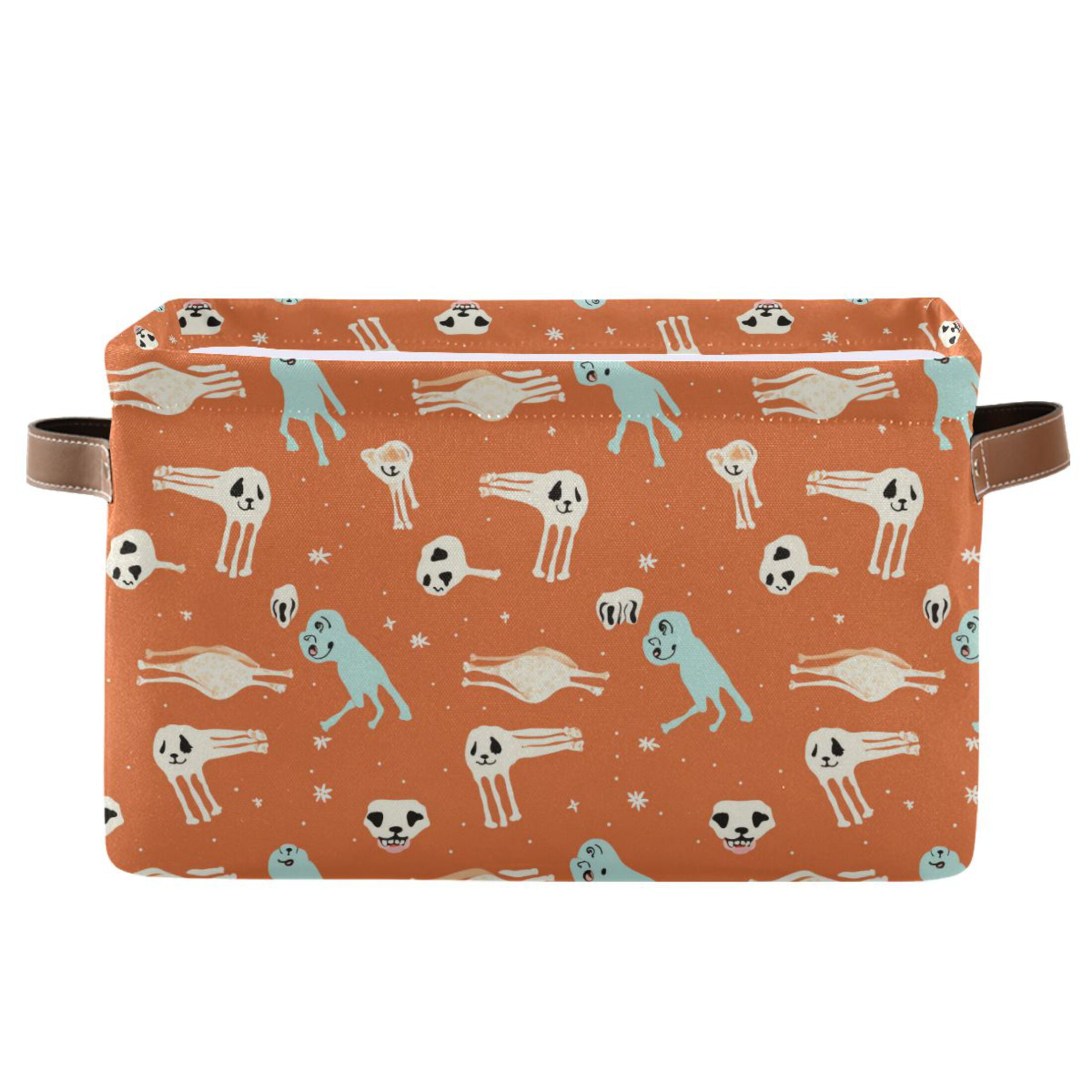 Dogs with Bone Storage Bins with Handle Fabric Organizer Basket ...