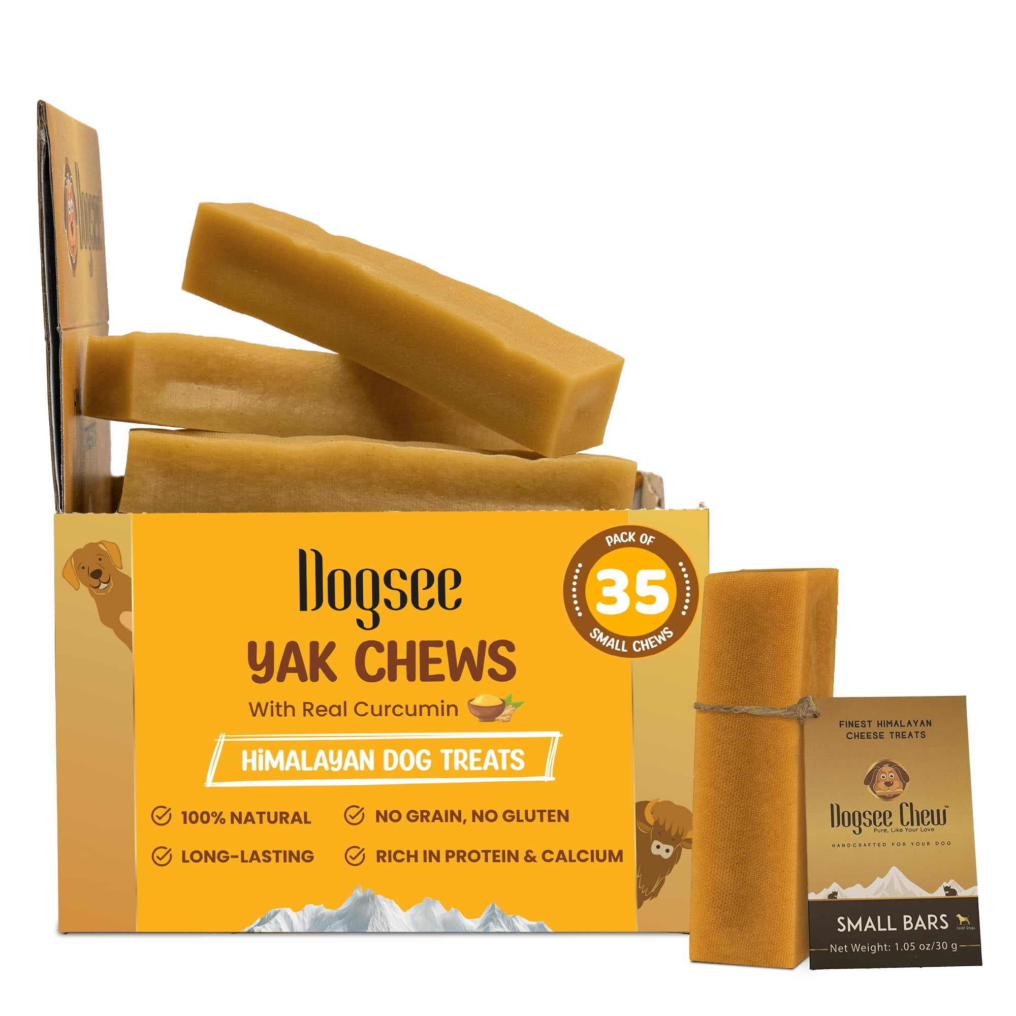 Dogsee Himalayan Turmeric Dog Chews Small 35 Count | 100% Natural Yak ...