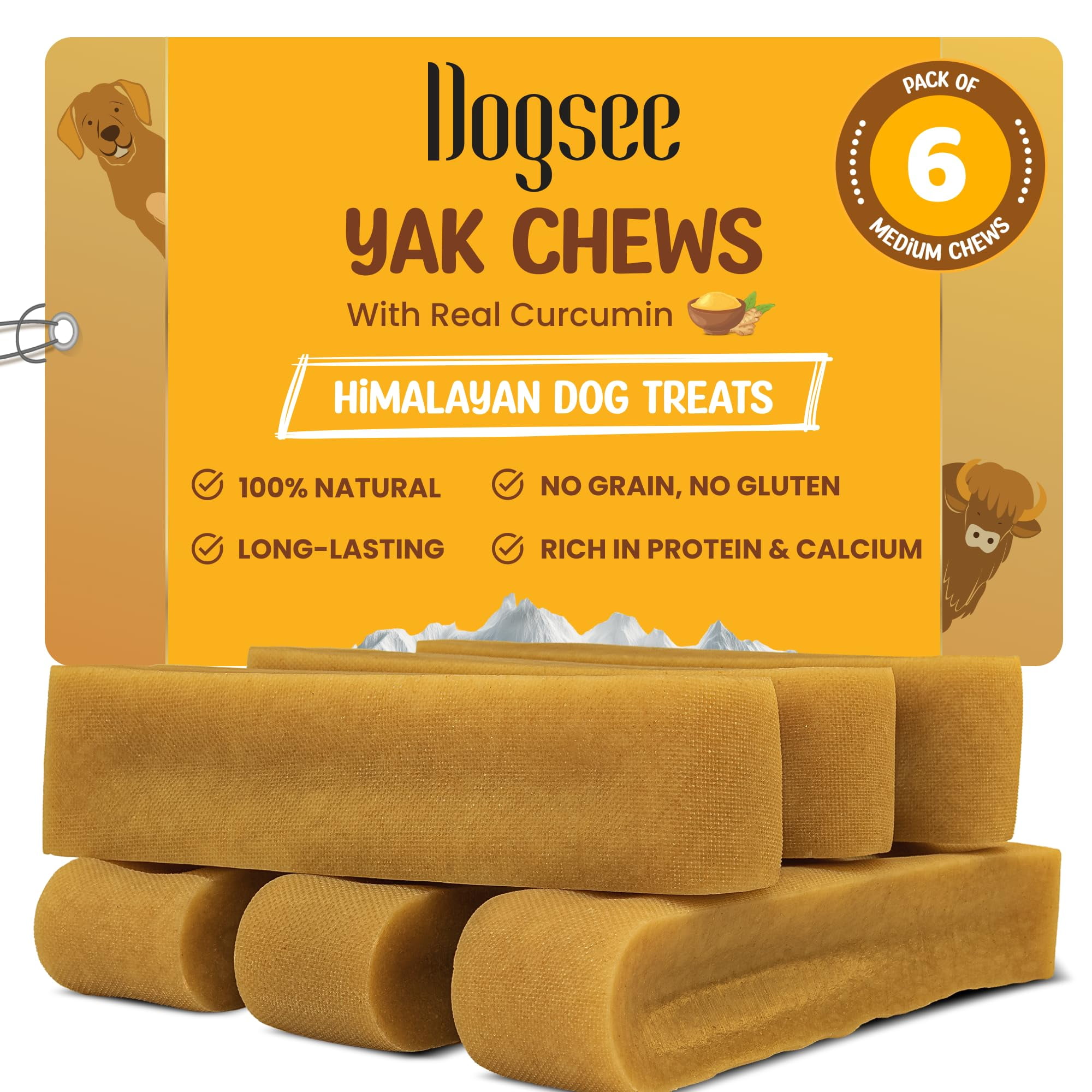 Dogsee Himalayan Yak Cheese Dog Chews ATT1with Turmeric/Curcumin ...