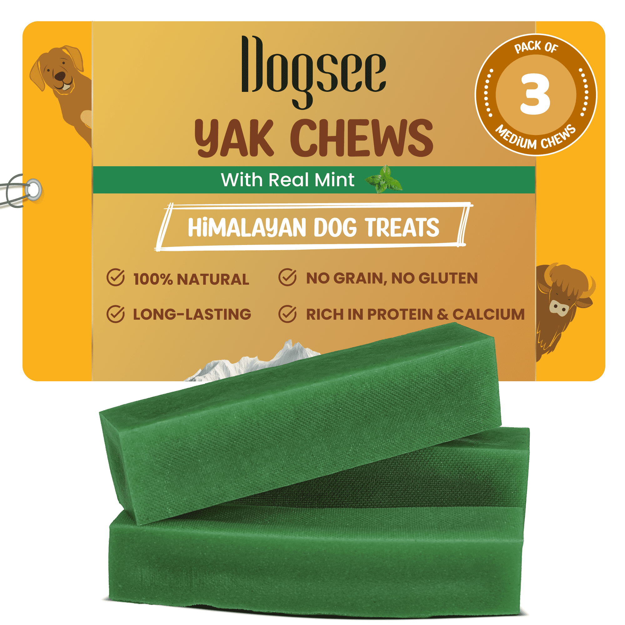 Dogsee Mint Flavor Himalayan Yak Chews for Dog (Monster - 3 Chews ...