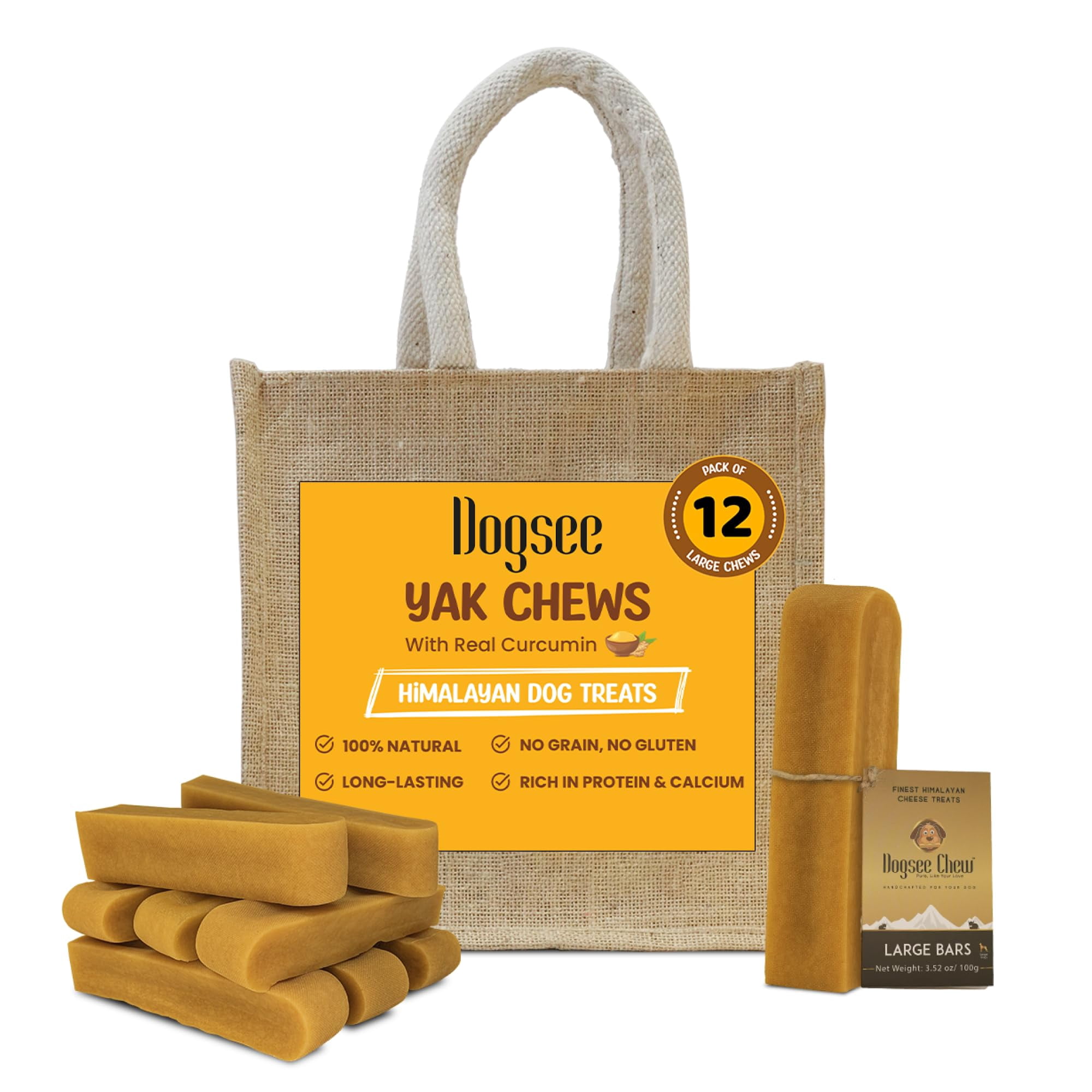 Dogsee Chew Himalayan Yak Chews, Long Lasting Large Dental Dog Treats ...