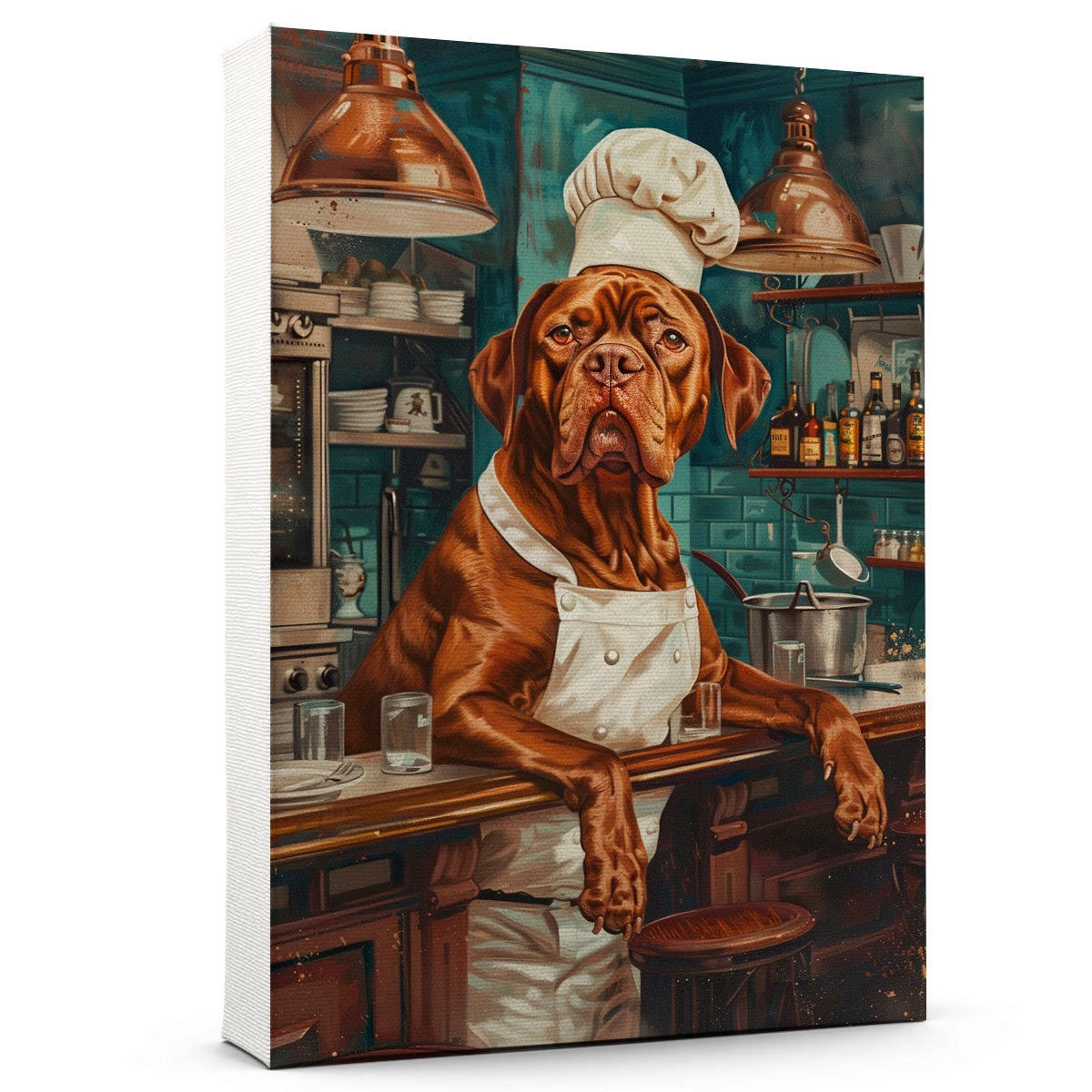 Doguede Bordeaux Dog Chef Cooking Poster Wall Art, Kitchen Artwork ...