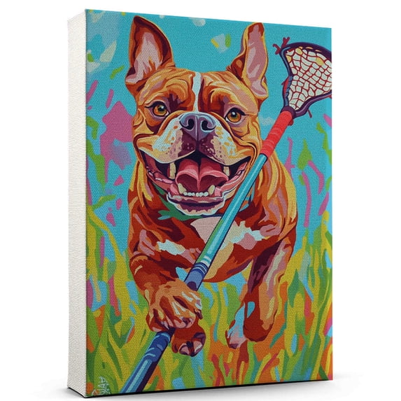 Doguede Bordeaux Dog Playing Lacrosse Stretched Canvas Size 8x12 ...