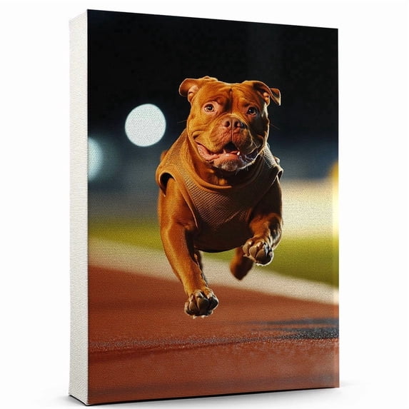 Doguede Bordeaux Dog Playing Running Stretched Canvas Size 8x12 ...