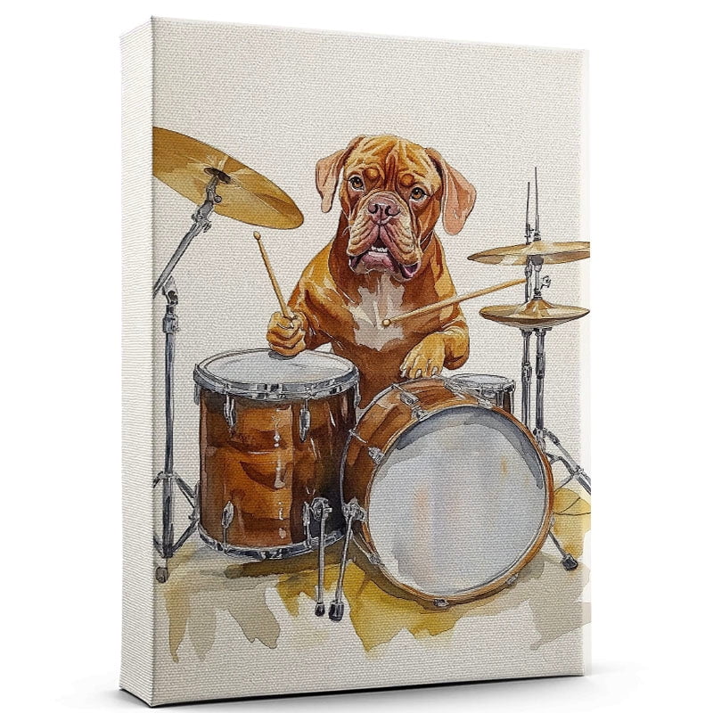 Doguede Bordeaux Dog Stretched Canvas Size 8x12 – Drum Kit Theme Dog ...