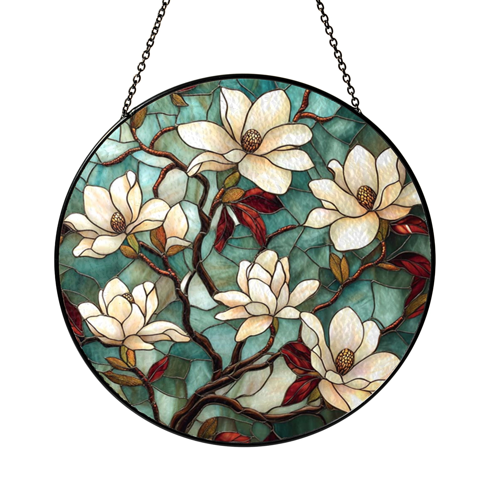 Dogwood Floral Garden Stained Glass Style Window Suncatcher Hanging ...