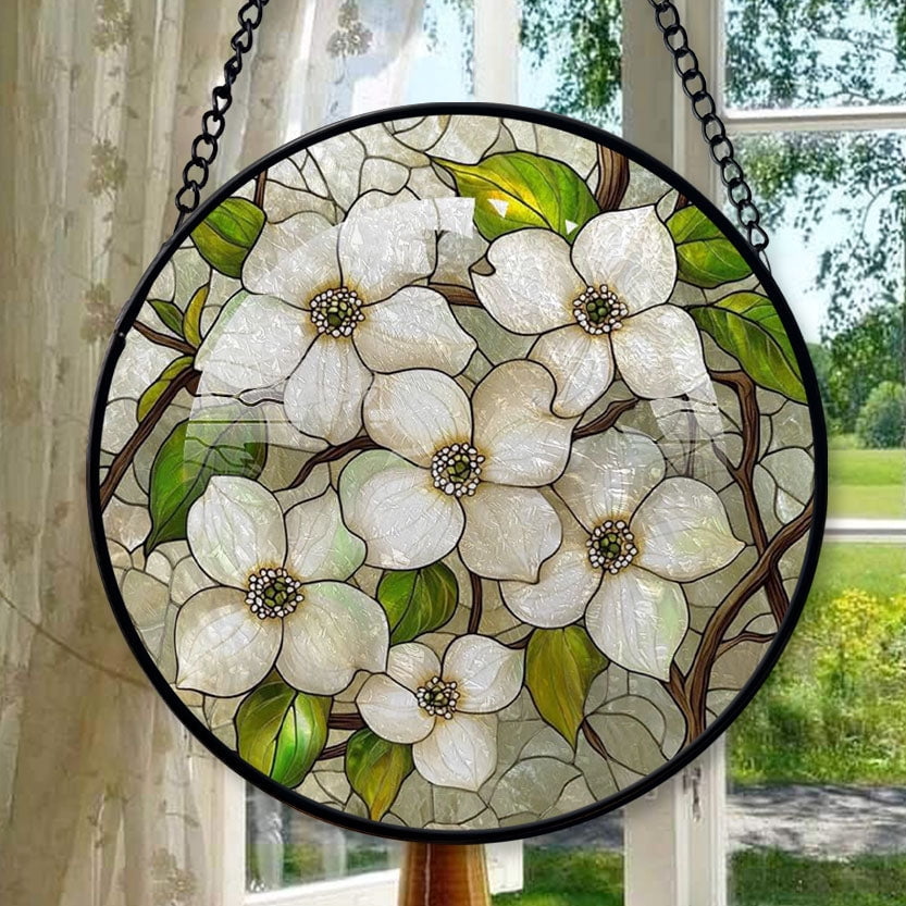 Dogwood Stained Glass, Dogwood Glass Panel Sun Catchers Pretty Gifts ...