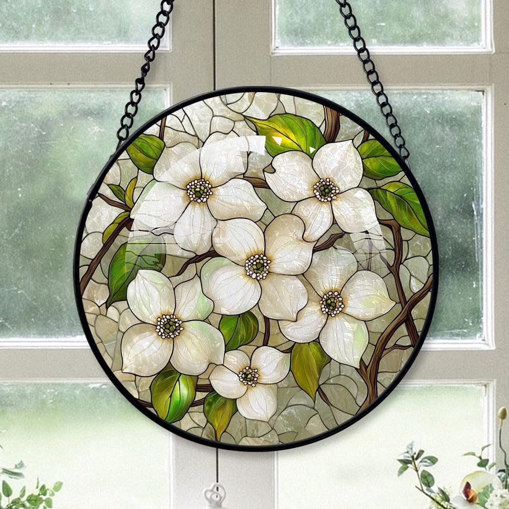 Dogwood Stained Glass, Dogwood Glass Panel Sun Catchers Pretty Gifts ...