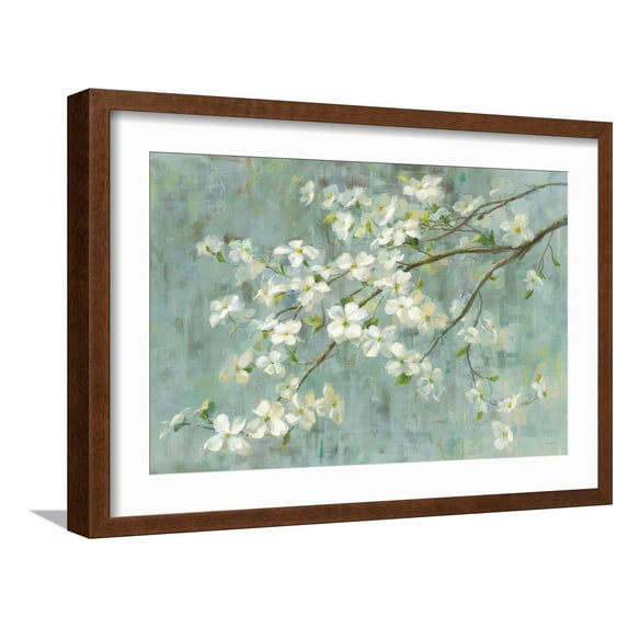 Art.com Dogwood in Spring on Blue Art Print by Danhui Nai, Brown Frame ...