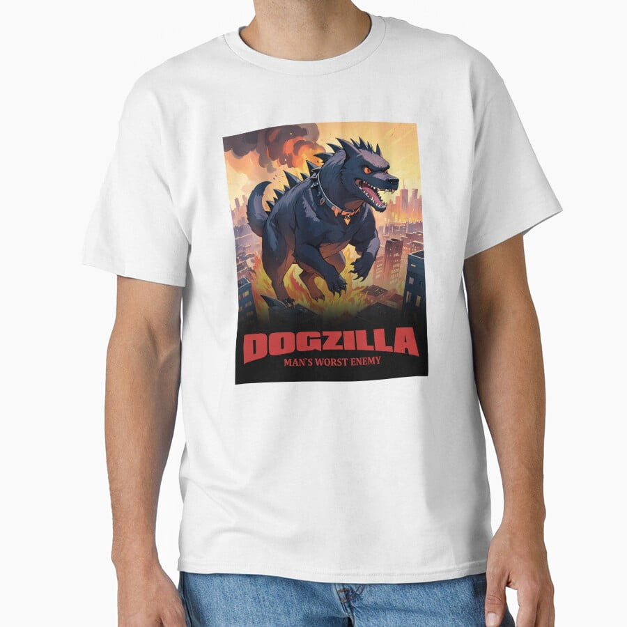Dogzilla Man's Worst Enemy Funny Barking Puppy Giant City Monster T ...