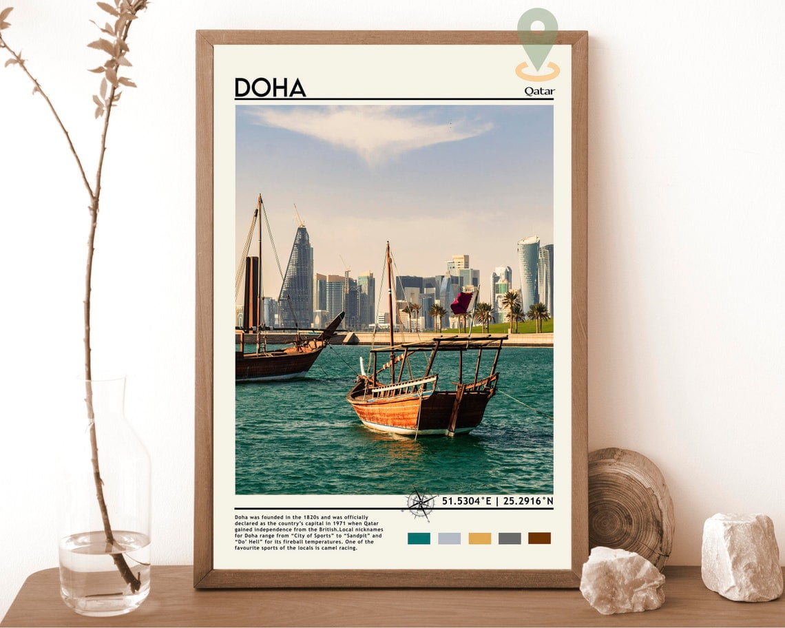 Doha Print, Vintage Poster, Doha Art, Doha Poster, Doha Photo, Doha ...