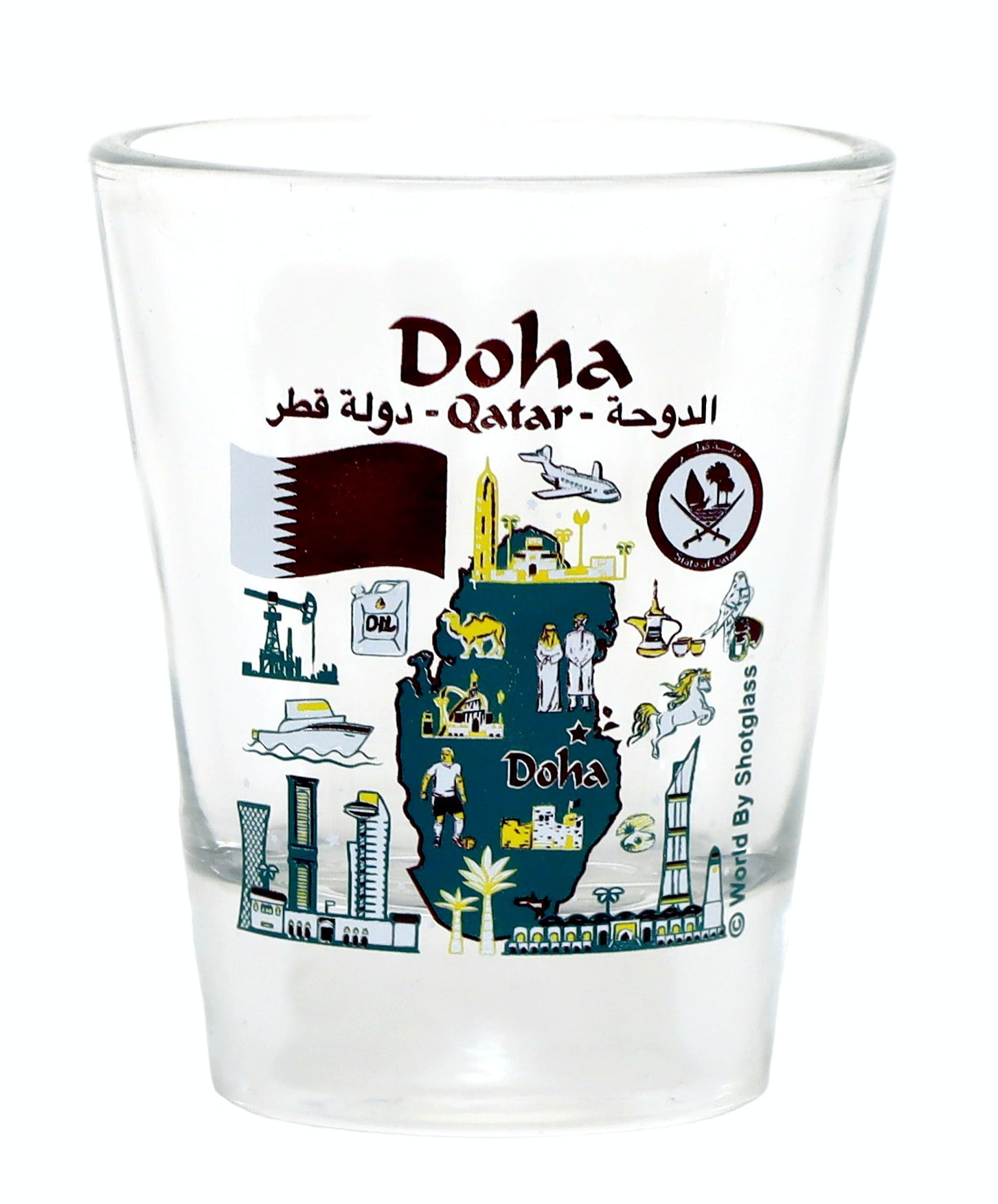 Doha Qatar Landmarks and Icons Collage Shot Glass - Walmart.com