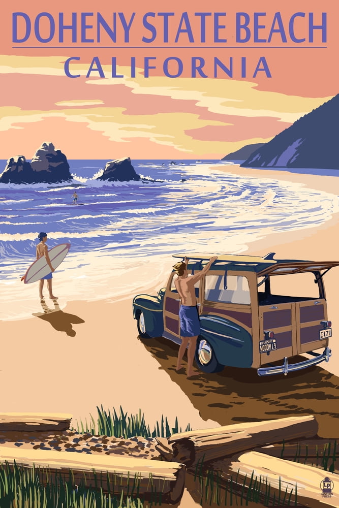 Doheny State Beach, California, Woody on Beach (16x24 Giclee Gallery ...