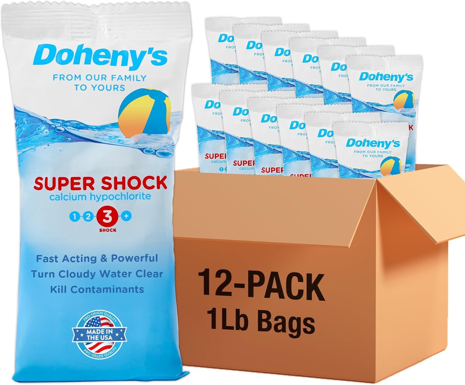 Doheny's 68% Cal-Hypo Pool Shock, Fast-Dissolving Granular Chlorine, 12 ...