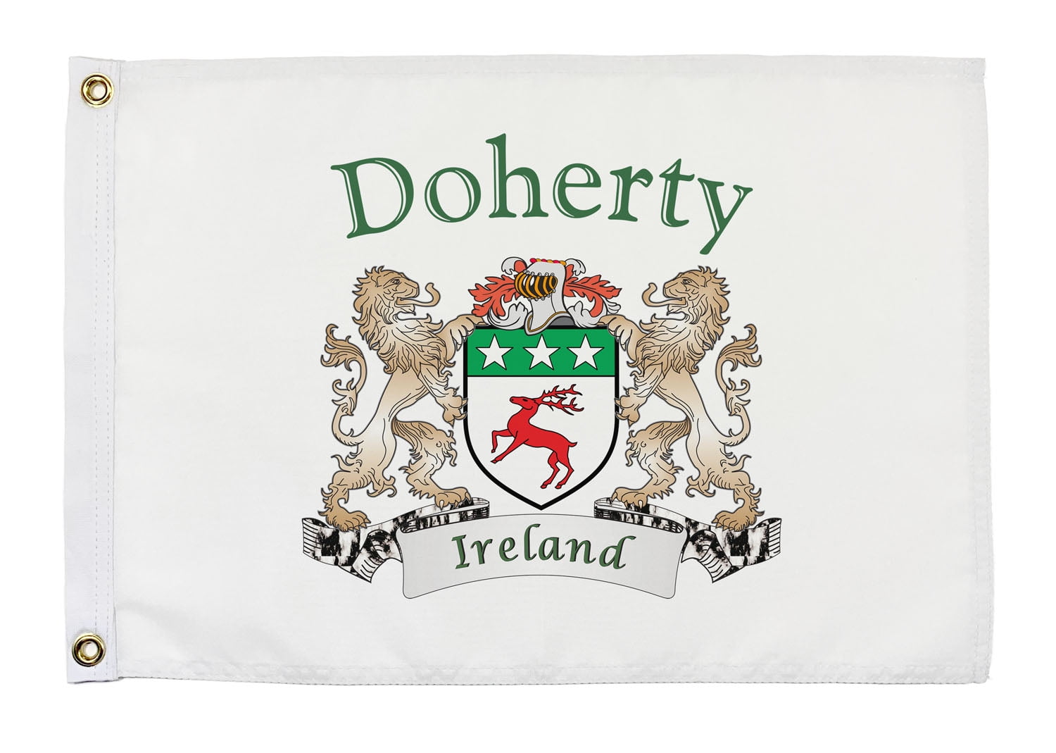 Doherty Irish Coat of Arms Small White Flag - 16"x10.5" inches ...
