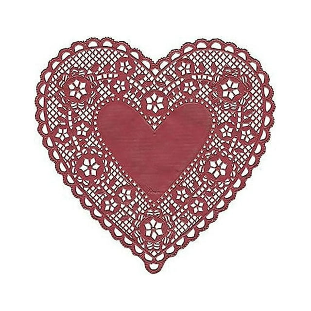 Hygloss Products Heart Paper Doilies - 6 Inch Red Lace Doily for ...