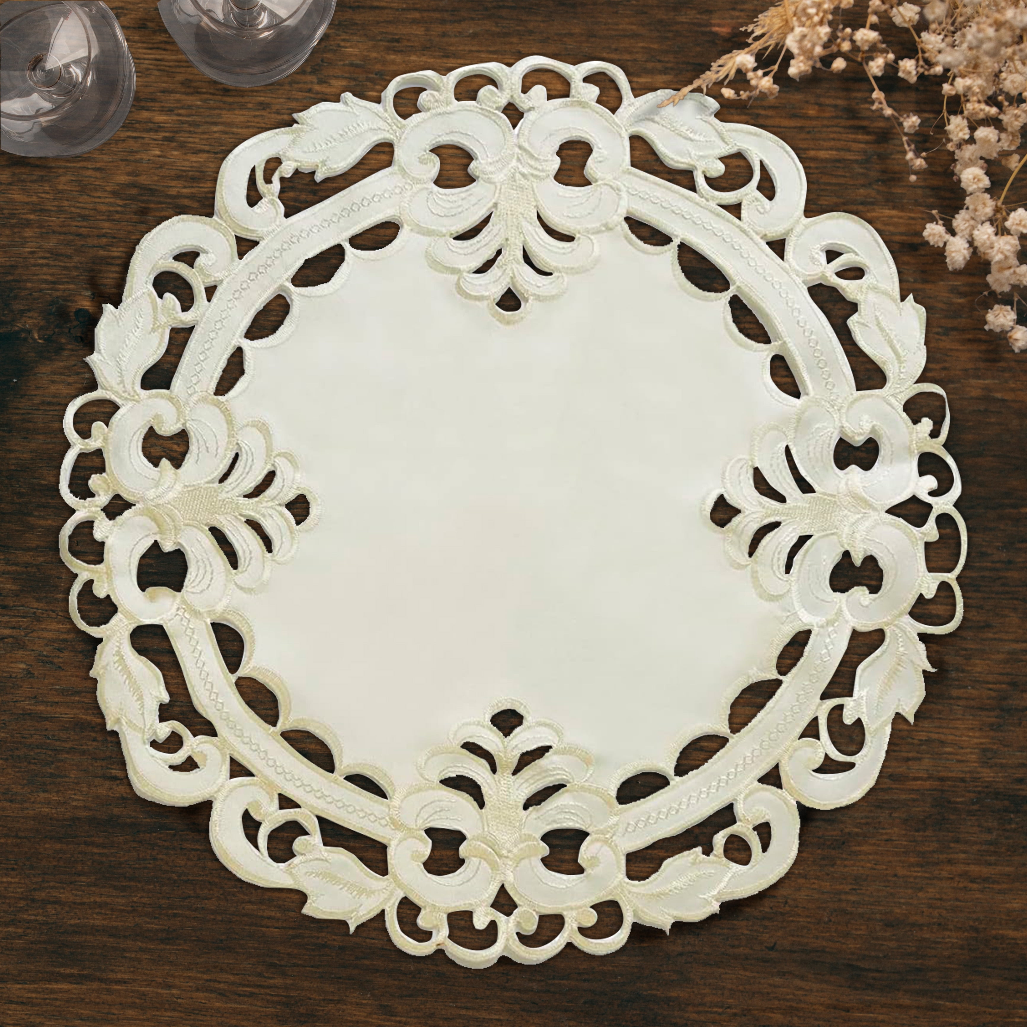 Doilies Set of 4 for Dining Table, Light Beige Table Linen, Table ...