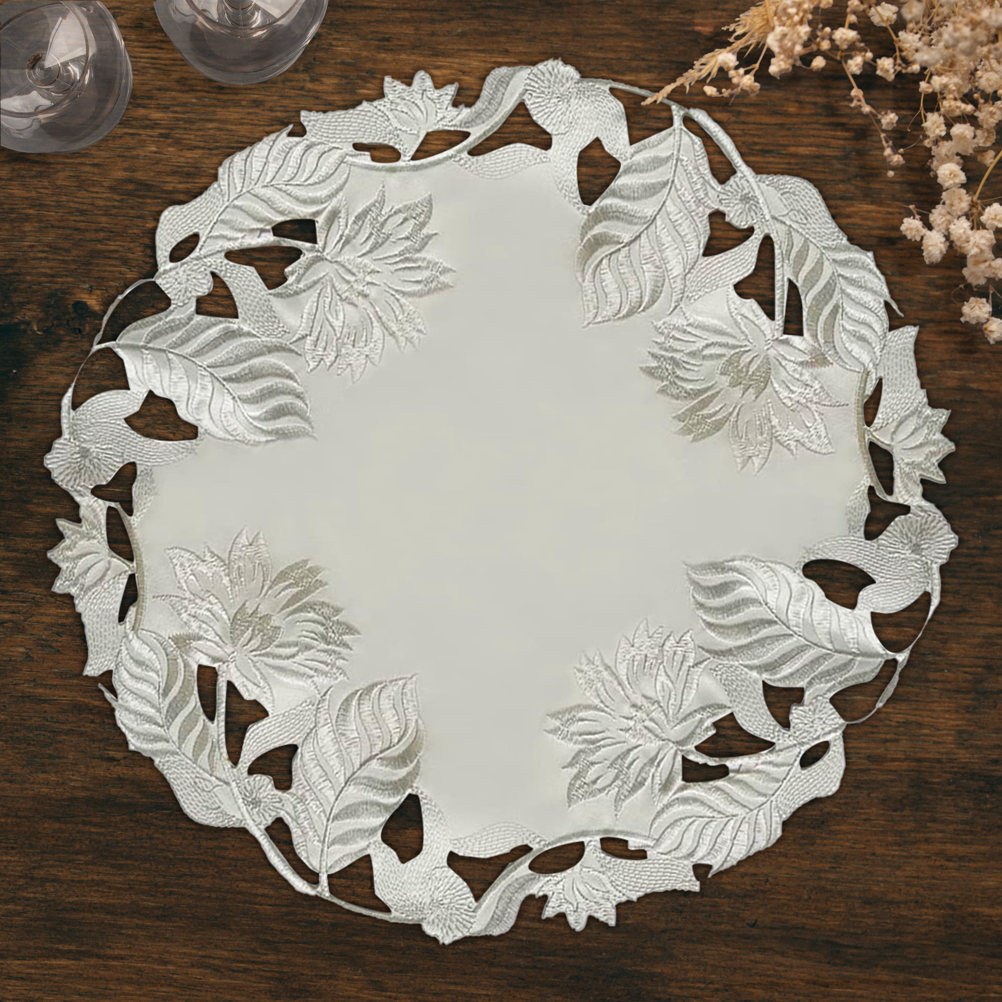 Doilies Set of 4 for Dining Table, Light Hray Table Linen, Table ...