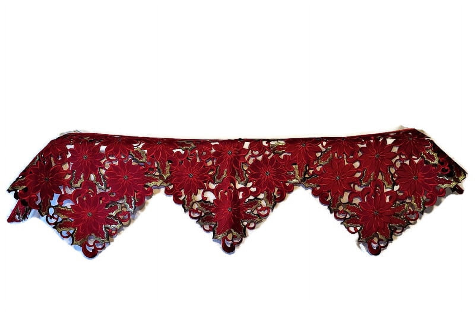 Doily Boutique Christmas Fireplace Mantel Scarf with Red Cutwork ...