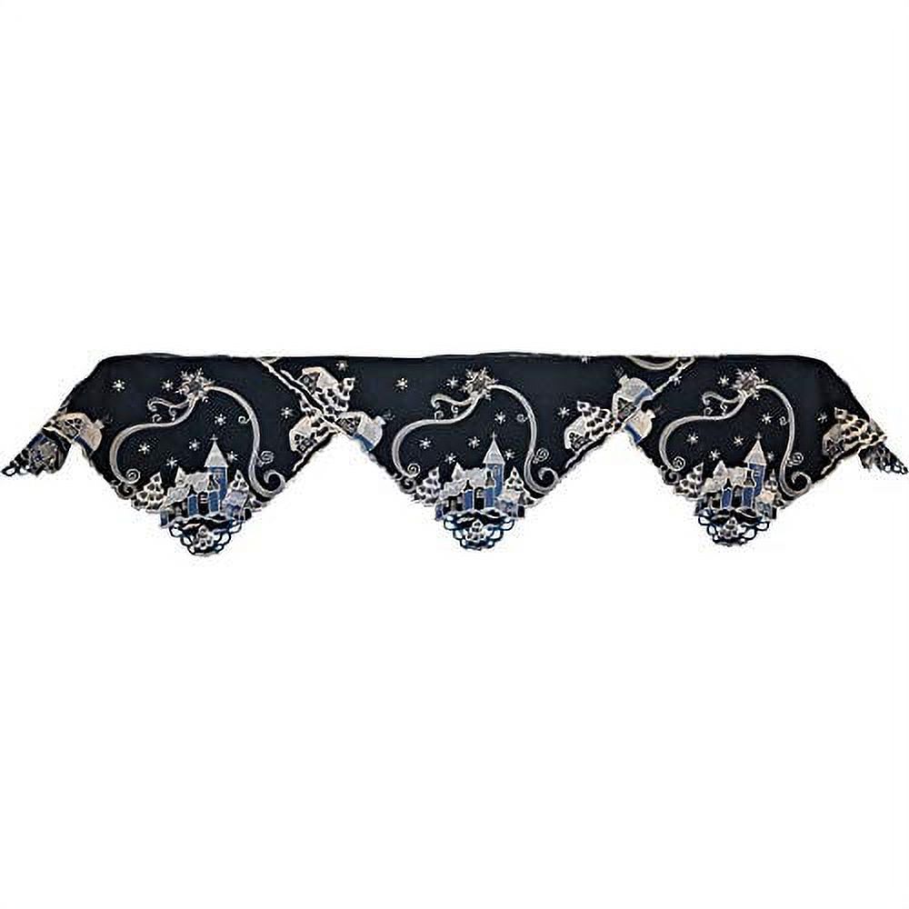Doily Boutique Christmas Fireplace Mantel Scarf with a Village on Blue ...