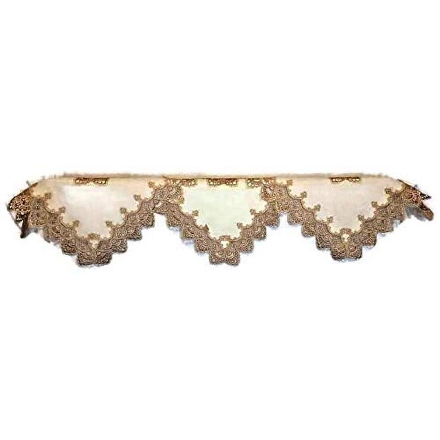 Doily Boutique Fireplace Mantel Scarf with Gold European Lace and ...