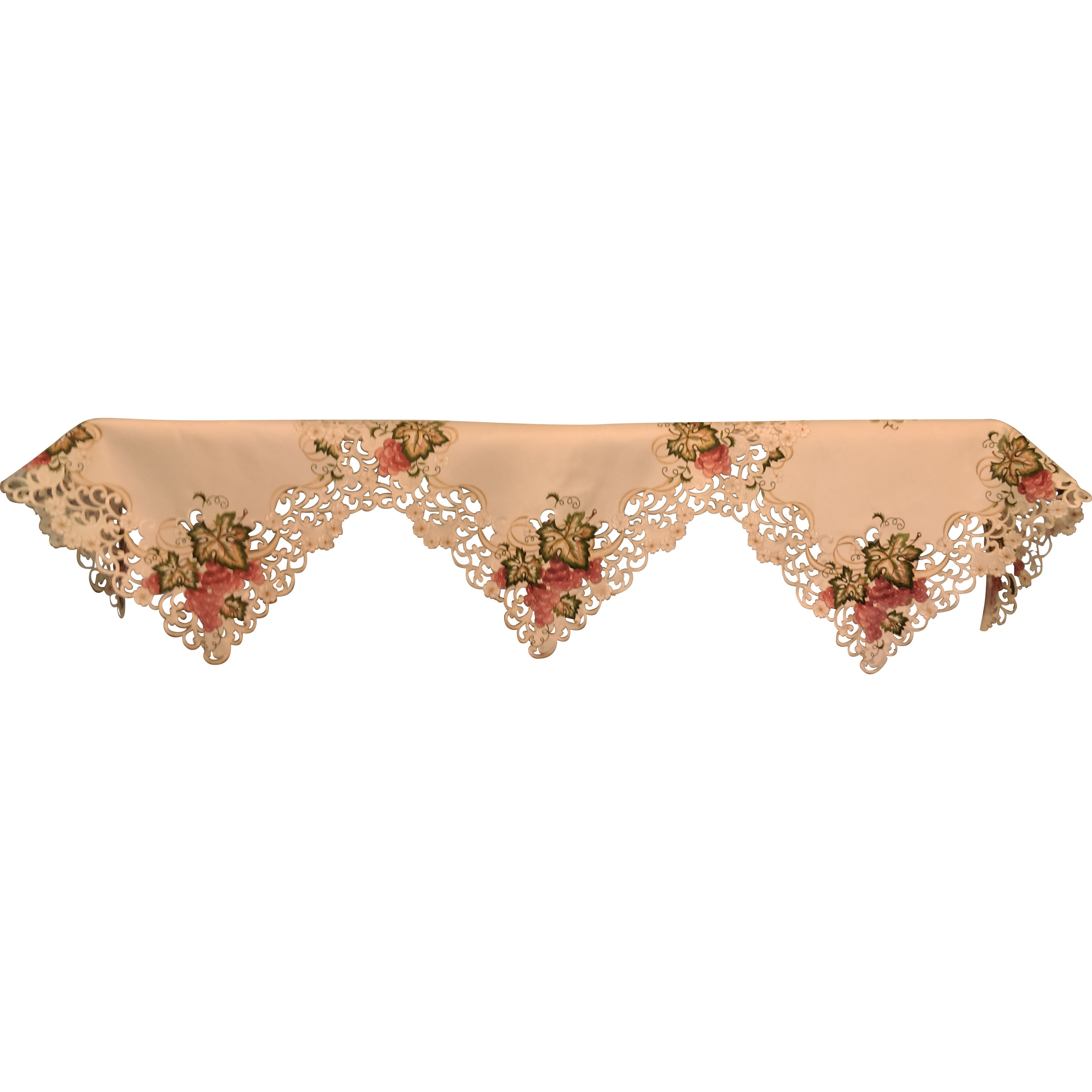 Doily Boutique Fireplace Mantel Scarf with Purple Grapes on Ivory ...